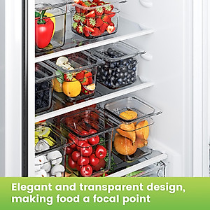 HNEDSEN 12 Pack Plastic Food Pan with Lid 1/6 Size 4 Inch Deep Restaurant Clear Food Storage Containers Polycarbonate Commercial Hotel Pans for Fruits Vegetables Beans Corns (12 PCS, 4'' Deep)