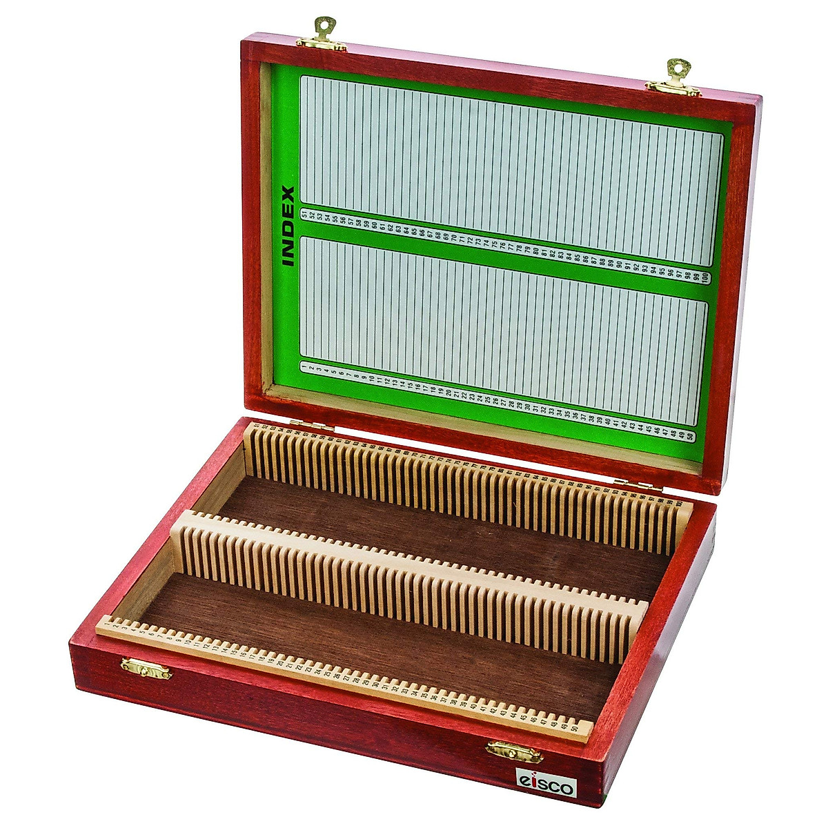 Eisco Labs BI0001C - Wooden Microscope Slide Box, Holds 100-25x75mm Slides
