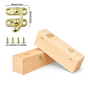 PGMJ 20 Pieces Jewelry Box Hardware Thickened Solid Antique Right Latch Hook Hasp Horn Lock Wood Jewelry Box Latch Hook Clasp and 80 Replacement Screws (Gold)