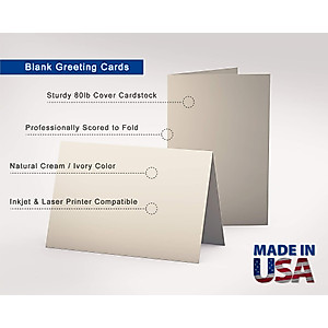 Desktop Publishing Supplies Heavyweight Small Blank Cream/Natural/Off-white Greeting Card Sets - 40 Cards & Envelopes - Note Card/Thank You Card Size with A1 Envelopes