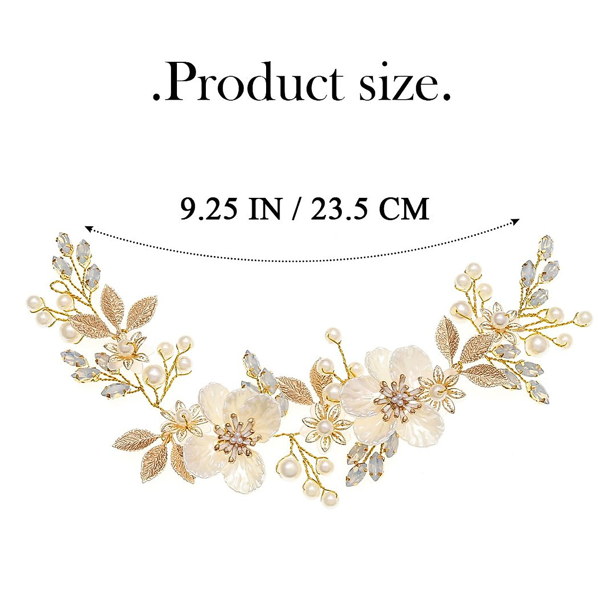 EARENT Bride Wedding Flower Hair Vine Gold Crystal Headpiece Bridal Pearl Leaf Headband Bridesmaid Hair Accessories for Women and Girls