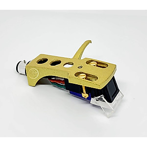 Cartridge and Stylus, needle and Gold Headshell with mounting bolts for Technics SL-D1, SL-D1K, SL-D2, SL-D202, SL-D205, SL-D2K, SL-1400, SL-1401, SL-1410, SL-1500, SL-1510, SL-Q202, SL-Q2K, SL-Q3