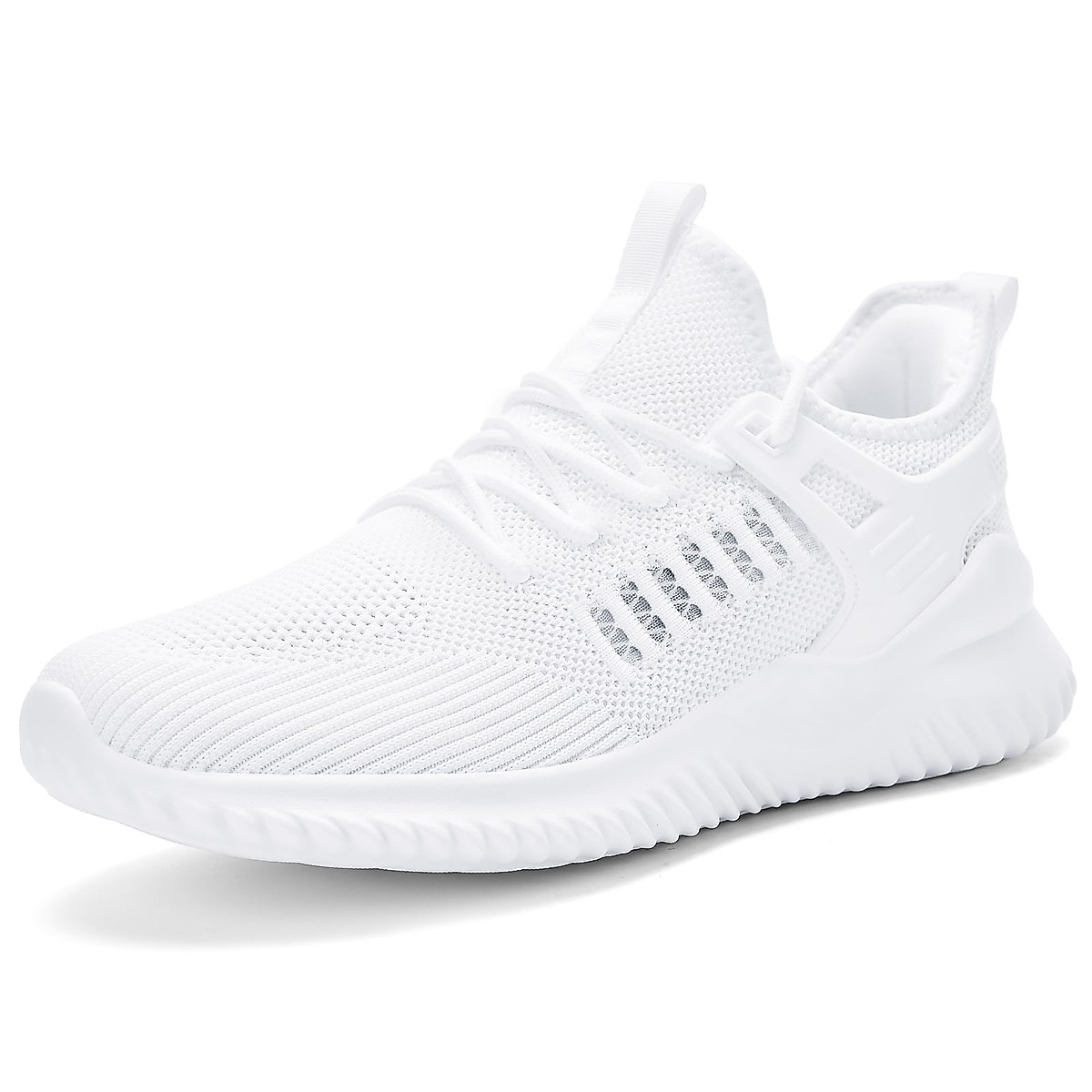 Akk White Sneakers Mens Tennis Shoes - Slip on Walking Running Breathable Lightweight Athletic Shoes for Sport Gym Workout Jogging Size 13