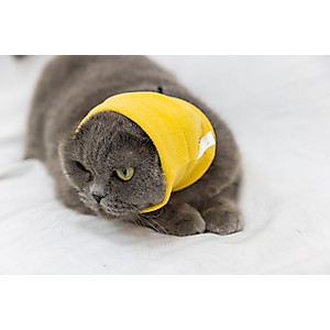 DDFS Cat Hematoma Ear Wrap,Cat No Flap Ear Wrap Anxiety & Stress Relief - No Flap Ear Wrap for Cats Yellow S