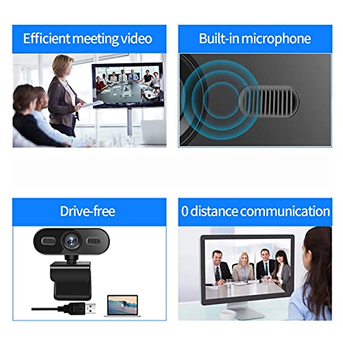 ZAUNCO Webcam 1080P Webcam, HD Webcam with Microphone USB Camera Autofocus Plug and Play Suitable for Video Conferencing Gaming Webcam