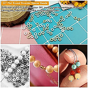 1000Pcs Flat Round Rondelle Spacer Beads for DIY Crafts,Gold Silver Disc Spacer Loose Beads Spacer Beads for DIY Jewelry Making,Bracelet Necklace Earring Crafts