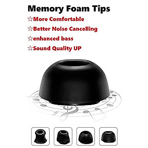 JNSA Large Size Memory Foam Ear Tips Compatible with Apple AirPods Pro, Noise Cancelling Comfortable Foam Tips with Built-in dust Guard net,[Fit in Case], Black 2 Pairs Sets,L