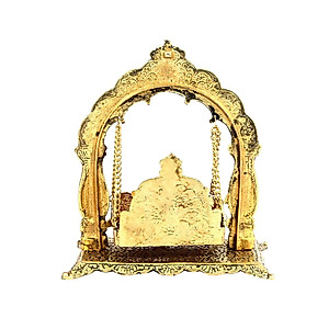 Handicrafts Paradise Handicrafted Pooja Jhula | Swing | Palana | Nand Gopal Palana in Metal - 8.25 x 4.75 x 9.75 inches