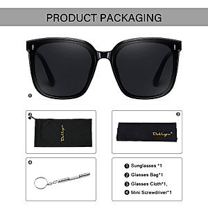 Dollger Retro Oversized Square Sunglasses for Women Trendy Classic Style Sun Glasses UV400 Protection Black