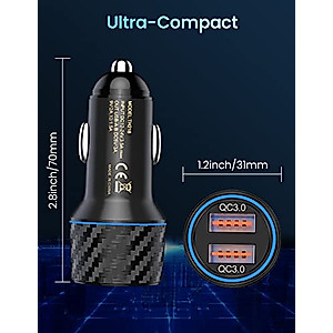 Car Charger, GBEAST Total 36W Mini USB Car Charger with Fast Charging Dual QC3.0 Port(Each Port 18W) Car Phone Charger Compatible with Samsung Galaxy S22/S21/S20 Plus/Ultra /S10+/S10, iPhone 14 etc