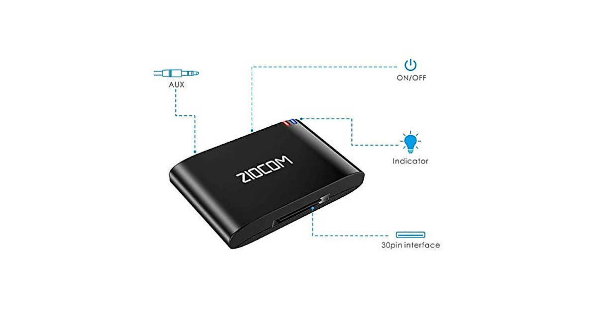 ZIOCOM Bluetooth Adapter for Bose & 30-Pin Speakers - Wireless Listening