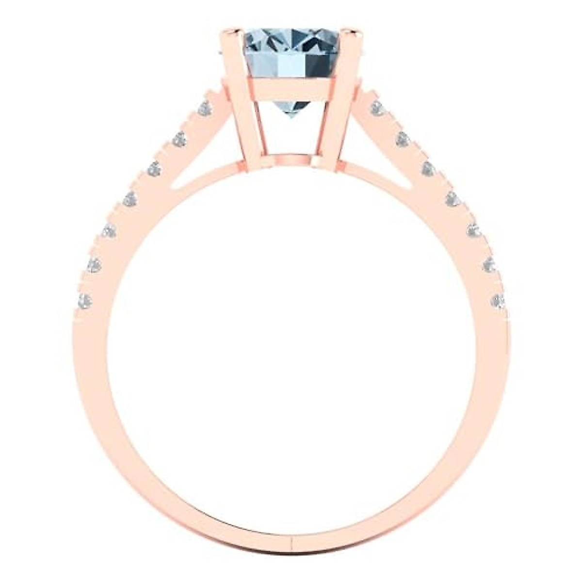 Clara Pucci 2.65ct Oval Cut Solitaire W/Accent Natural Swiss Blue Topaz VVS1 Wedding Anniversary Bridal Ring 18k Rose Gold 3.5