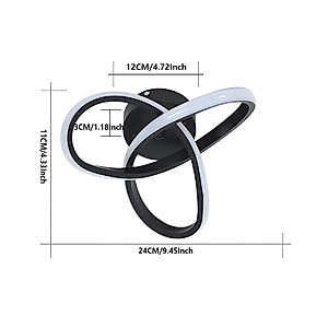 DAXGD Modern LED Ceiling Light 22W Spiral Design Ceiling Lighting Fixtures 6000K Cool White Light Ceiling Lamps for Corridor Aisle Hallway Balcony Bedrooms Kitchen Office (Black)