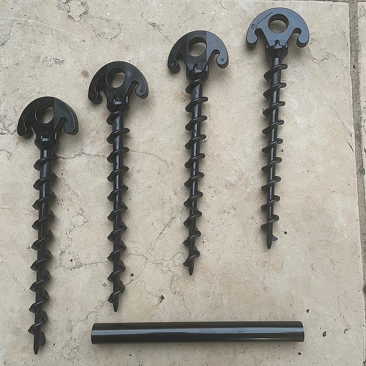 Red Suricata Ground Anchor Screws - Ultra Strong Sun Shade Canopy Tent All Terrain Tarp Stakes (4 pack)