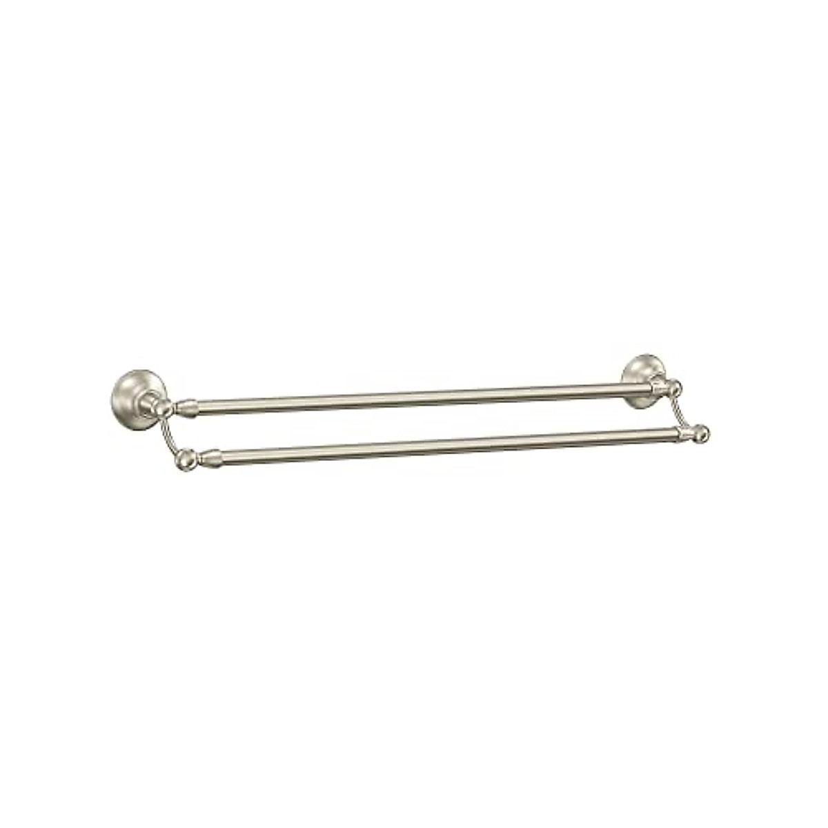 Moen Sage Collection Spot Resist Brushed Nickel 24-Inch Double-Towel Bar, Wall Mounted Bath Towel Hanger with Two Rods, DN6822BN