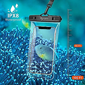 [Up to 10"] Large Waterproof Phone Pouch Bag - 2Pack, Waterproof Case Compatible with iPhone 14 Pro Max/13/12/11/XR/X/SE/8/7,Galaxy S22/S21 Google, IPX8 Cellphone Dry Bag Vacation Essentials Black