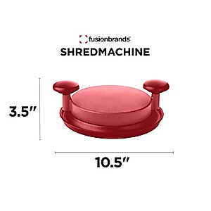 FusionBrands ShredMachine, Red -The Quick, Easy to Use Alternative to Bear Claws Meat Shredder for Pulled Pork, Beef, Chicken, & More - BPA Free Hand Shredder with Easy to Grip Handles, Non-Skid Base