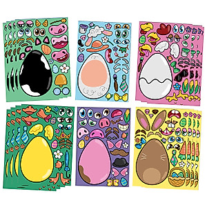 JOYIN 24 PCS Easter Mix and Match Make a Face Animal Stickers with Easter Egg Themed Pig, Bunny, Chicken, Cow, Sheep, Duck Party Favor Supplies, Art and Craft
