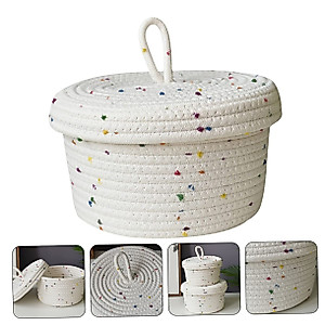 Cabilock 2pcs Storage Box mini decor snacks container desk top decor white woven storage basket woven rope basket small cotton rope basket Makeup Storage Basket Decorative Desktop Basket