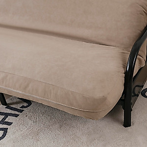 OctoRose Full Size 54x75x8 inch 3 Side Zipper Classic Soft Micro Suede Futon Cover Sofa Daybed Mattress Slipcover (Waterproof-Tan, Full Size)