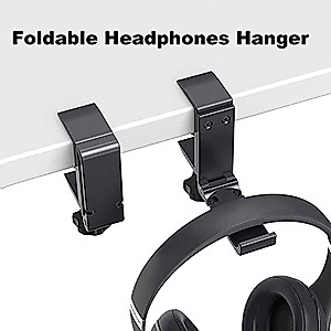 tempsnug Aluminum Headphone Stand Hanger Foldable with Cable Organizer Headset Holder, Non-Slip Desk Hook Space Save Universal Headphone Mount