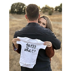 Bump and Beyond Designs Baby-Boys Surprise Pregnancy Announcement For Grandparents Guess What Leotard White, 0-3 Months