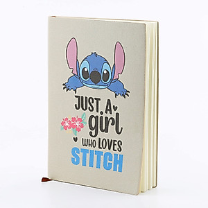 Stitch Gifts Ohana Gift Stitch Lined Leather Journal Notebook Just A Girl Who Loves Stitch A5 Size Writing Notebook Funny Movie Fans Gift Ohana Notebook (Just a girl love stitch)
