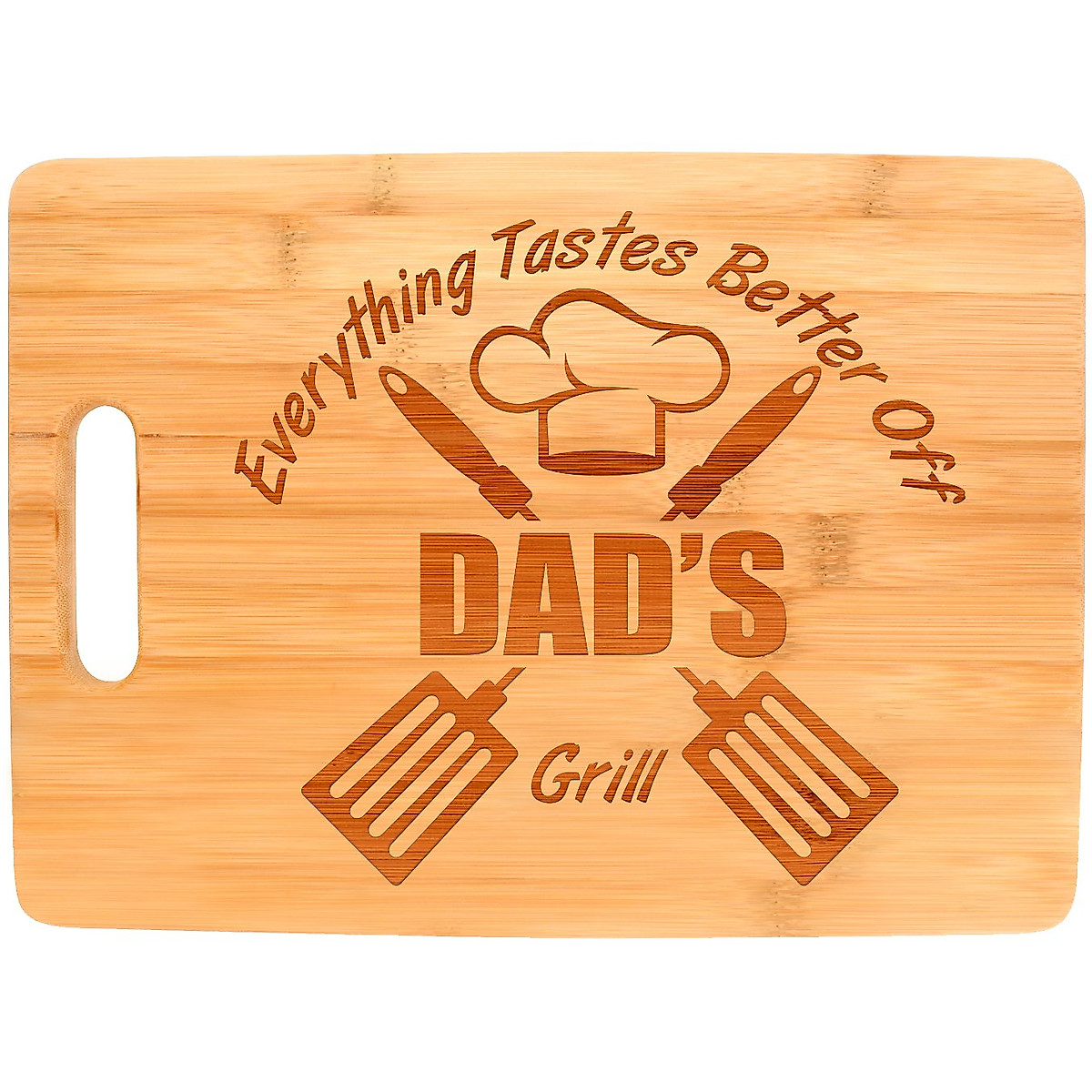 Laser Engraved Cutting Board Everything Tastes Better Off Dad's Grill Gifts for Dad Grilling Gifts Dad Birthday Gift Dad Grill Accessories Big Rectangle Bamboo Cutting Board