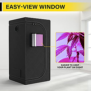 iPower 24"x24"x55" Water-Resistant Grow Tent, Mylar Hydroponic Tent with Observation Window and Removable Floor Tray, Tool Bag for Indoor Plant Seedling, Propagation, Blossom