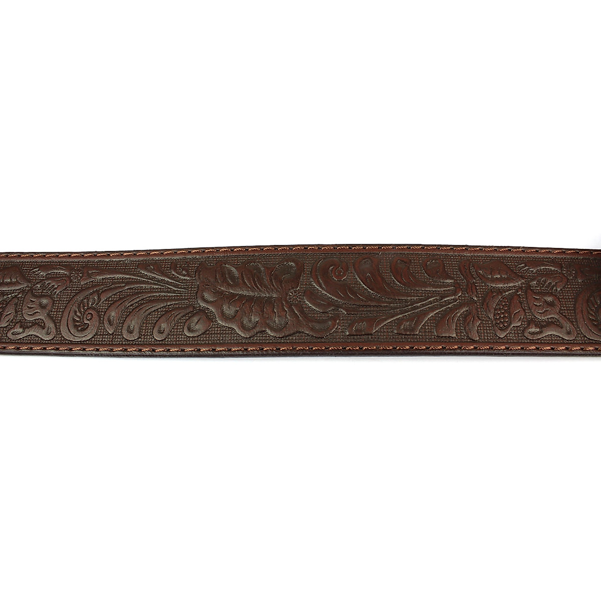 BC Belts Leather Belt Strap with Embossed Western Scrollwork 1.5" Wide with Snaps (Brown-L)