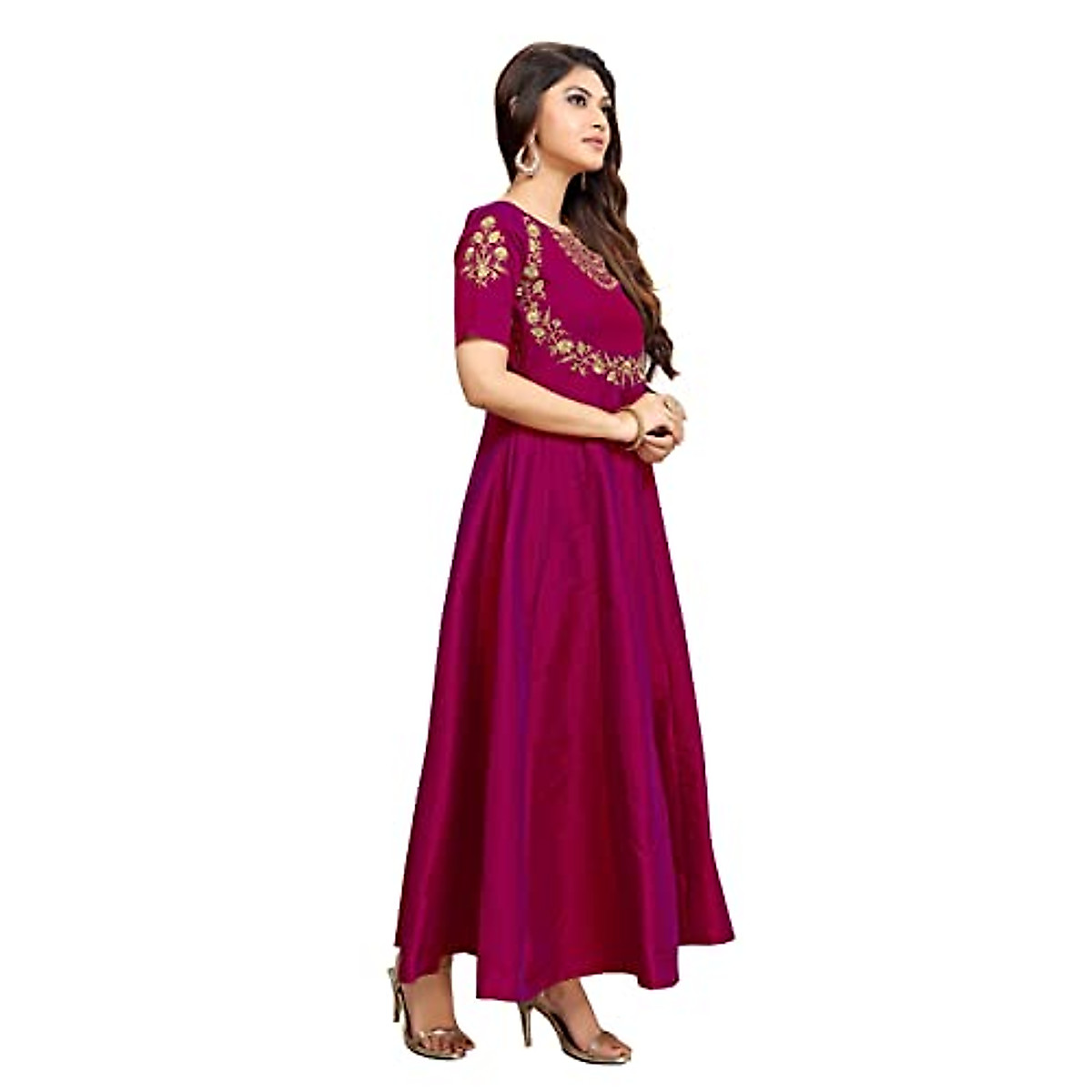 TRENDMALLS Women's Cotton Anarkali Kurti (-Latest-Stylish-Cotton-Anarkali-Ethnic-Embroidery-Gown-kurti-Designer-Stitched) (as1, alpha, s, regular, regular, Purple)