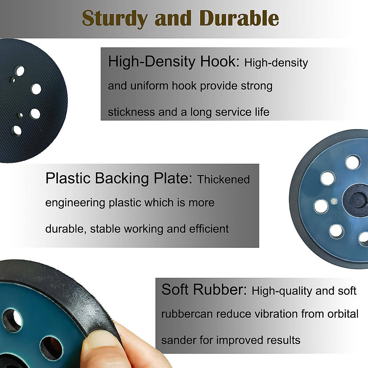 5 Inch 8 Hole Replacement Sander pad for Porter Cable 343, 343k, 390, 390K, 382, 343VSK Orbital Sander- 5" Hook and Loop Sanding pad for Woodworking Metal Automotive Sander