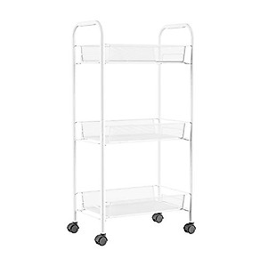 Lavish Home 3-Tiered Narrow Rolling Storage Shelves - Mobile Space Saving Utility Organizer Cart for Kitchen, Bathroom, Laundry, Garage or Office