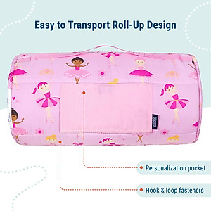 Wildkin Original Nap Mat with Reusable Pillow for Boys and Girls, Perfect for Elementary Sleeping Mat, Features Hook and Loop Fastener, Soft Cotton Blend Materials Nap Mat for Kids (Ballerina)