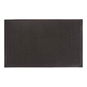 Amazon Basics Outdoor/Indoor Rubber Scraper Commercial Mat 3x5 Staggered Oval Pattern Black