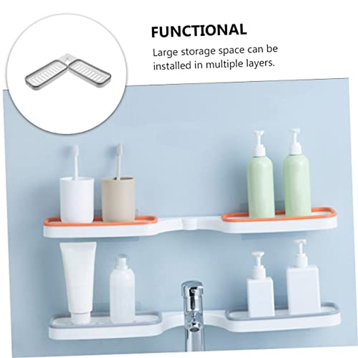 OSALADI Corner Shelf Sink Drain Rack Sink Storage Rack Wall Coner Shelf Draining Wall Shelf Bathroom Wall Shelf Bathroom Wall-Mount Rack Commodity Shelf Bathroom Finishing Rack Pp 1pc