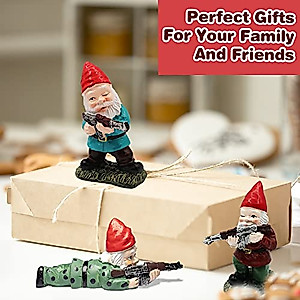 HNHMT 3Pcs Garden Gnomes,Mini Military Garden Gnome with Guns,Resin Soldier Gnomes Statue,Naughty Dwarf Statue,Gnome Garden Figurines Gifts for Women,Funny Gnome Decorations for Home Patio Yard Lawn