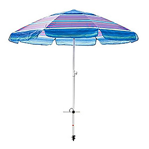 Abba Patio 7ft Beach Umbrella with Sand Anchor, Push Button Tilt and Carry Bag, UV 50+ Protection Windproof Portable Patio Umbrella for Garden Beach Outdoor, Multicolor