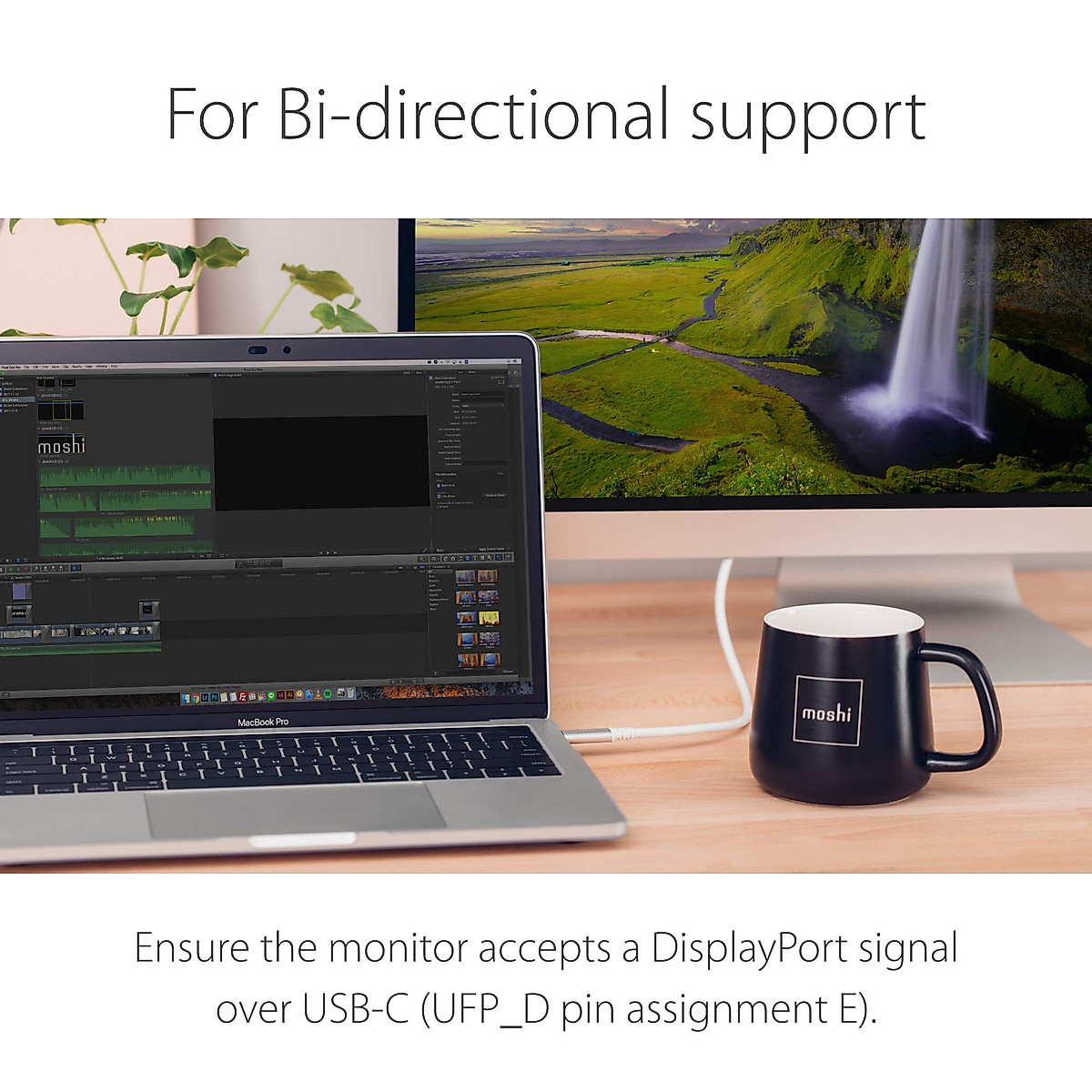 Moshi USB C to DisplayPort Cable 1.5m/5ft, Support 5K@60 Hz, 4K HDR, VESA Certified, Aluminum Housing, Thunderbolt 3 Compatible (Ensure Monitors Accept DisplayPort Signal)