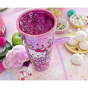 Silver Buffalo Sanrio Hello Kitty Rainbow Confetti Carnival Cup with Lid and Straw | 32 Ounces