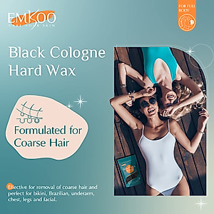 Hard Wax Beads, EMKOO Waxing Beads for Coarse Hair Removal, At Home Self Wax Beans for Underarms, Legs, Eyebrows, Bikini and Brazilian Waxing, Black 1lb Refill Wax for Any Wax Warmer Kit