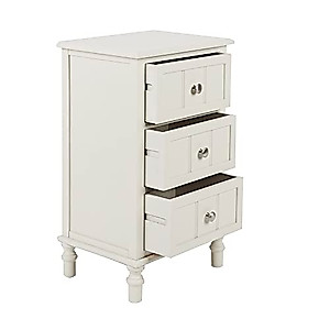 Decor Therapy Simplify 3-Drawer Accent Table, Buttermilk 15.75 in x 11.8 in x 26 in