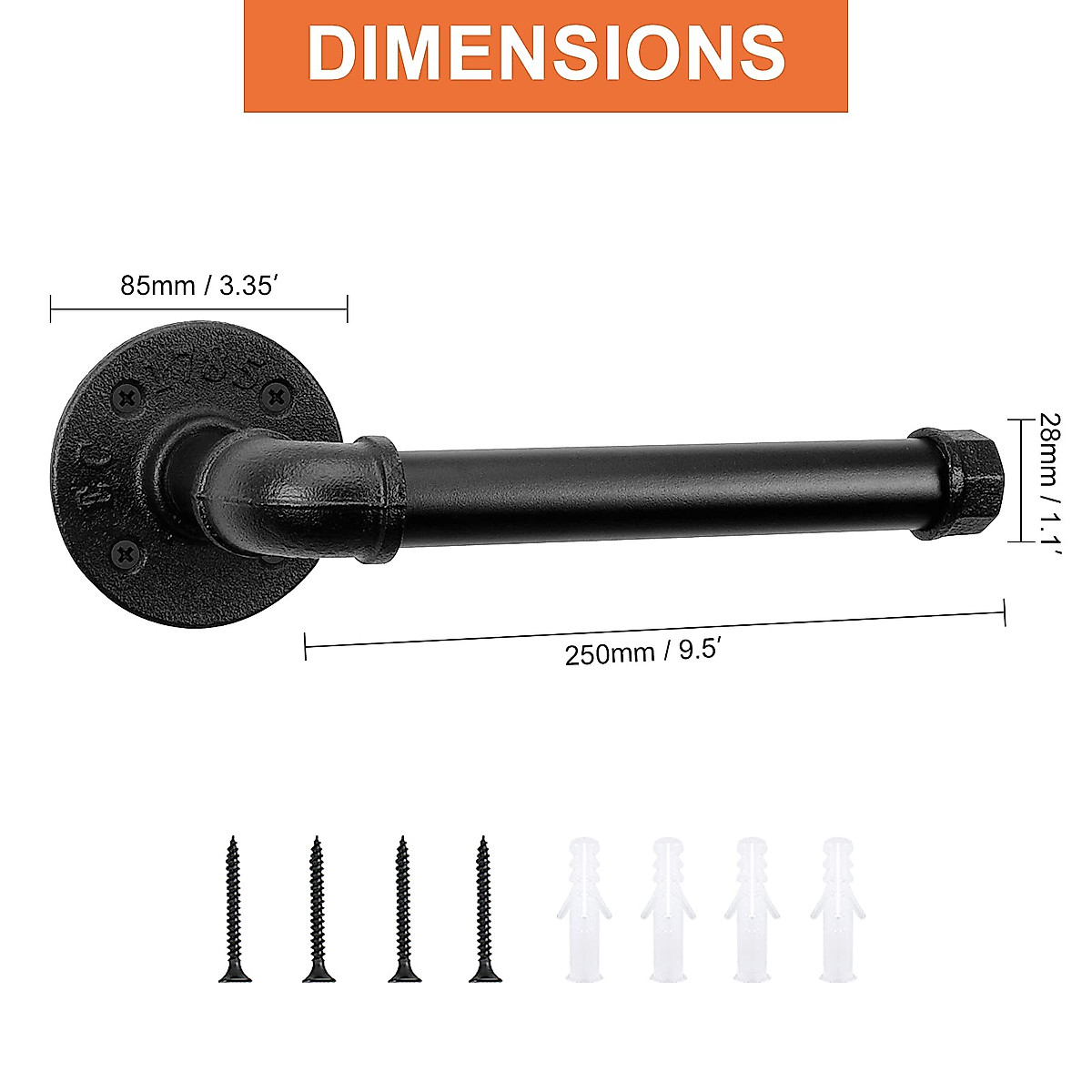 Livabber Industrial Pipe Toilet Paper Holder - Vintage Style DIY Wall Mount Roll Tissue Towel Holder for Bathroom Living Room Bedroom Hallway and Kitchen, No Rust and Oil (Black)