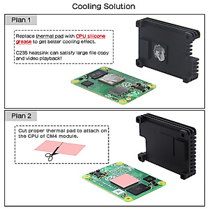 Geekworm 12mm Thickness Aluminum Alloy Heatsink (C235) Support 30mm Cooling Fan Compatible with Raspberry Pi Compute Module 4 CM4 Motherboard