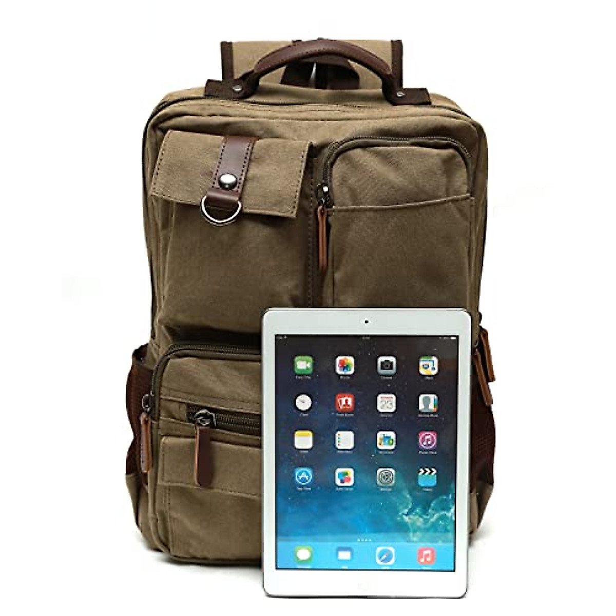 JIAO MIAO Canvas Vintage Message Travel Bag Rucksack Laptop Backpack,220807-07