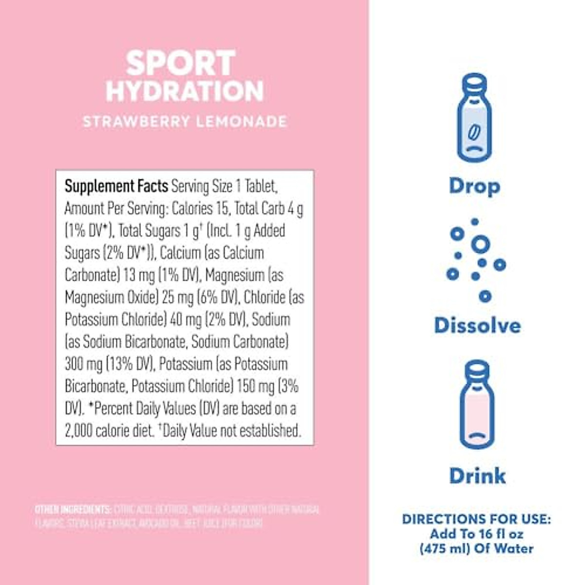 Nuun Sport Electrolyte Tablets, Strawberry Lemonade, 40 Total Servings, 5 Essentials Electrolytes, Vegan, Non-GMO