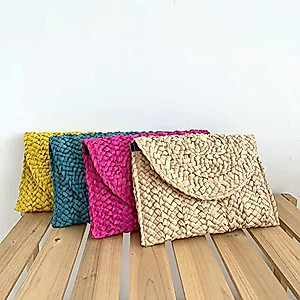 Solyinne Womens Woven Straw Clutch Bags Straw Bag Satchel Purses Shoulder Bag Woven Envelope Wallet Summer Evening Bags