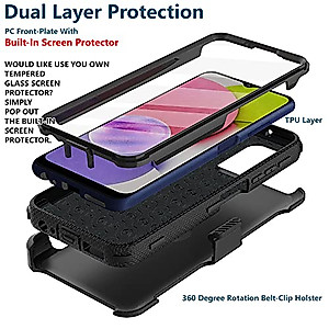 Covrware Aegis Series Case for Samsung Galaxy A03S, Full-Body Rugged Dual-Layer Shockproof Protective Swivel Belt-Clip Holster Cover with Built-in Screen Protector, Kickstand, Black