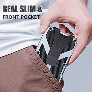 DONWORD Slim Wallet for Men, Minimalist Mens Wallets, Tactical Card Holder, Front Pocket Card Case, RFID Metal Money Clip, EDC Small Wallet, Aluminum Holder
