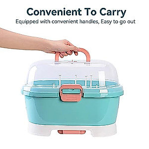 HERCHR Baby Bottle Drying Rack Storage, Large Nursing Bottle Storage Box Organizer Portable Nursing Cutlery Box Container with Cover(Green)